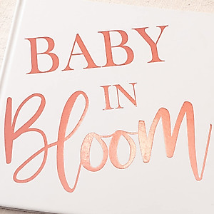 Calculs Polaroid Baby Shower Guest Book Baby in Bloom Signature Bridal Party Picture Book Blank Pages for Instant Film 8.5” Square White Cover Rose Gold Stamping