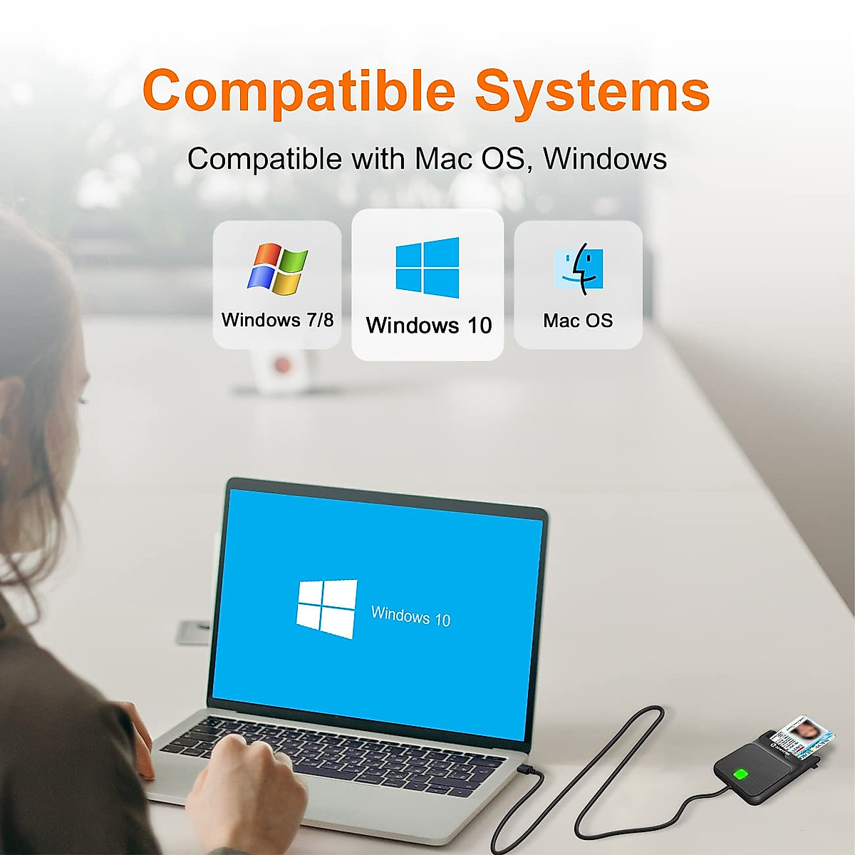 ZOWEETEK USB Smart Card Reader, CAC Card Reader Military, Compatible with Windows, Mac OS and Linux