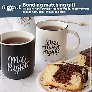Triple Gifffted Mr Right Mrs Always Right Coffee Mugs Gifts Ideas for Couples, Wedding Anniversary, Engagement, Christmas, His & Hers, Bride and Groom, Parents, Newlyweds Bridal Shower, Ceramic 380ml