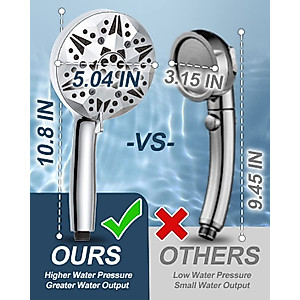 High Pressure Handheld Shower Head, Chrome Hand Held Shower Sprayer with Holder, 10 Modes Filtered Showerhead with Anti-Clog Nozzle,Detachable Shower Head with 79’’ Stainless Steel Hose for Bathing
