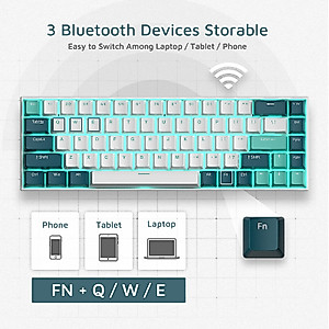 FL ESPORTS F12 65% Three-Mode Wireless Mechanical Keyboard, 68 Keys RGB BT 5.0/2.4Ghz Gaming Keyboard w/Light Tactile Kailh Box White Switch, PBT Keycaps, Durable Durable Battery