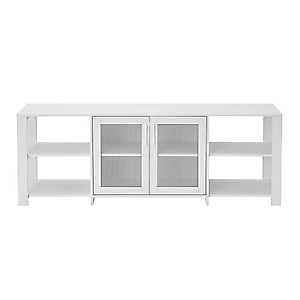 Panana 2 Doors TV Stand Television Stands Cabinet 4 Open Cubby Storage for Living Room for TVs up to 70 Inches (White)