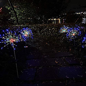 LAMF 2Pcs Solar Garden Lights, 120 LEDs Fireworks Light Solar Lights Outdoor Waterproof Solar Firework Lights for Garden, Patio, Backyard, Pathway, Wedding, Party