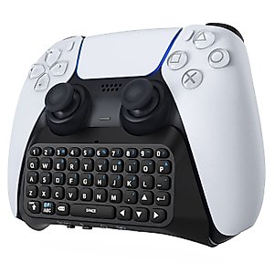 MoKo Keyboard for PS5 Controller, PS5 Bluetooth Wireless Mini Keyboard Chatpad for PlayStation 5 Controller, Game Keypad Built-in Speaker with 3.5mm Audio Jack for Messaging and Game Live Chat, Black