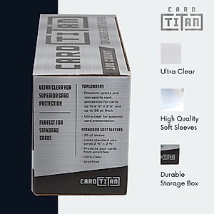 CARD TITAN PRO 3" x 4" Standard 35pt Toploaders and Soft Sleeves - Premium Quality Ultra Clear Card Sleeves - Top Loaders for Cards and Penny Sleeves for Trading Cards - Baseball Card Sleeves (200ct)