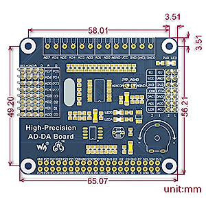 Raspberry Pi AD/DA Expansion Sheild Board for Adding High-Precision AD/DA Functions to Raspberry Pi Onboard ADS1256 DAC8552 Sensor Input/Output Interface