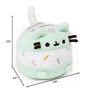 GUND Ice Cream Sandwich Pusheen Sweet Dessert Squishy Plush Stuffed Animal Cat for Ages 8 and Up, Mint and White, 4”