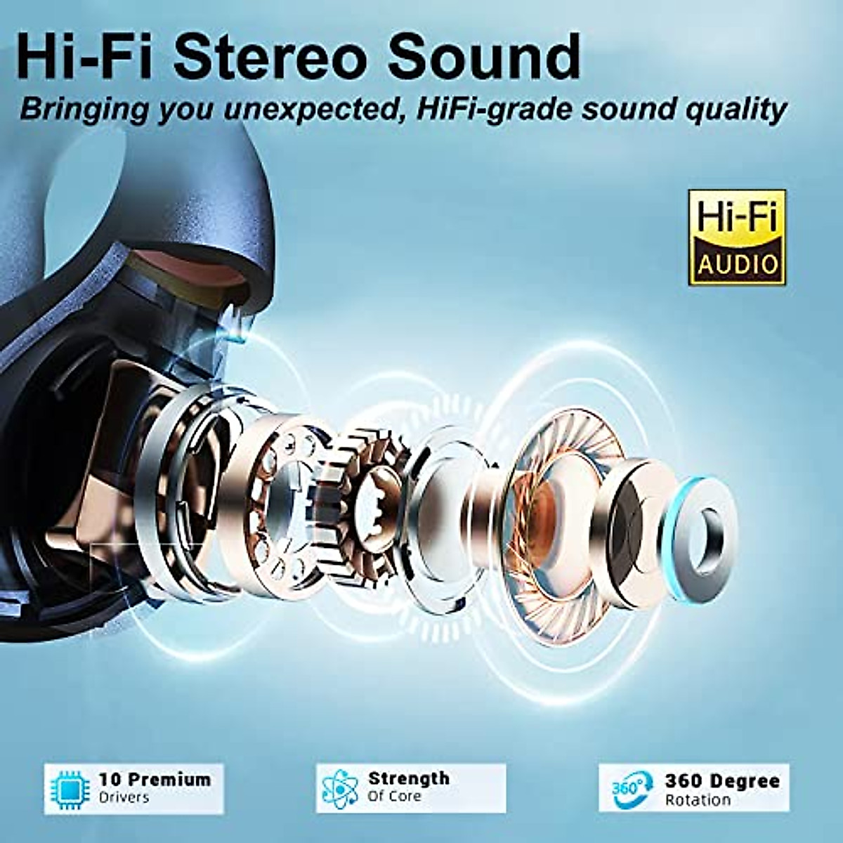 Mudtun Wireless Ear Clip Bone Conduction Headphones Bluetooth 5.3 for Android iPhone, Small Ear Clips Ear Buds Mini Light-Weight Open Ear Earbuds for Sports Running Cycling Workout, Yellow