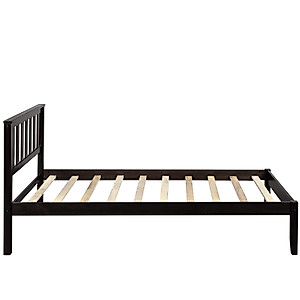 Merax Twin Bed Frame, Platform Bed Twin Size, Wood Platform Bed with Headboard and Wood Slat Support, No Box Spring Needed (Espresso, Twin)