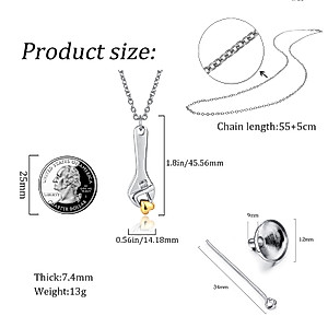 LuxglitterLin Tool Wrench Cremation Jewelry Spanner Urn Necklace for Ashes Holder Stainless Steel Urn Locket Memorial Keepsake Jewelry for Daughter (UR-23_Wrenches_Daughter)