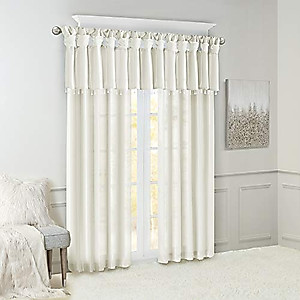 Madison Park Emilia Faux Silk Single Curtain with Privacy Lining, DIY Twist Tab Top, Window Drape for Living Room, Bedroom and Dorm, 95"L x 50"W, White