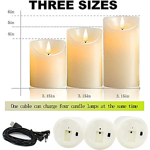 Kammoy Rechargeable Flameless Candle, LED Flickering Candles Tea Lights Pillar Candles Sets with Adjustable Brightness and Timing Remote, Warm Light for Wedding, Valentine's Day, Halloween, Christmas