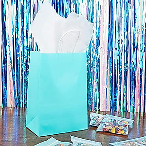 Sparkle and Bash Medium Teal Gift Bags with Handles for Party Favors, Merchandise Bags (36 Pack)