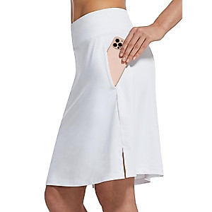 BALEAF Women's 20" Golf Skirts Knee Length Skorts Athletic Modest Long Acitive Casual Pockets UV Protection White XXL
