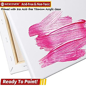 NEXCOVER Stretched Canvas - 12 Pack 8x10 Inch, 5/8” Profile, 100% Cotton Art Canvas, Triple Primed White Blank Canvases, Acid-Free, Artist Painting Canvas for Acrylic, Oil, Tempera, Gouache Paint