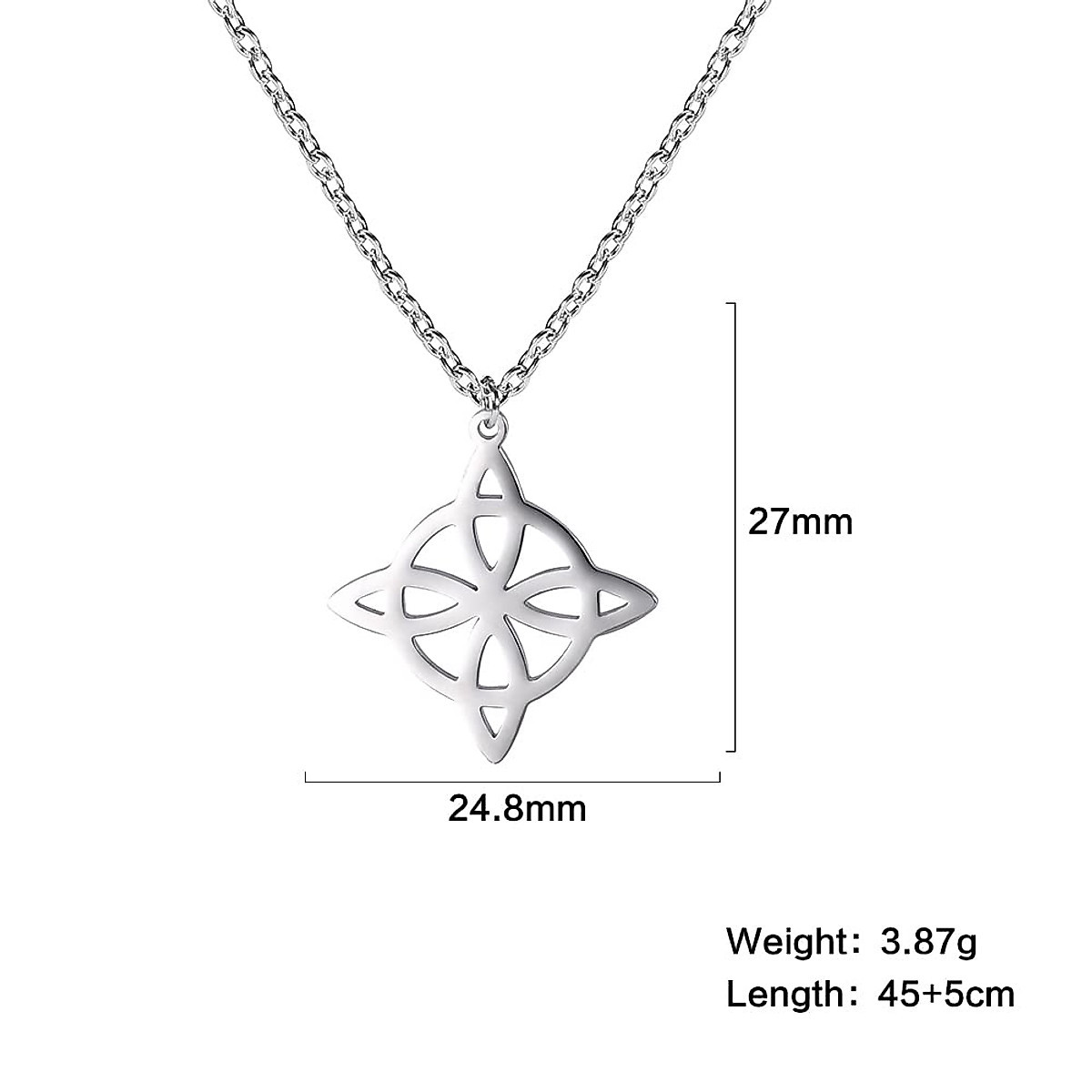 TEAMER Stainless Steel Witch Celtic Knot Witchcraft Necklace for Women Geometric Pendant Vintage Jewelry (Style 1 - Silver)