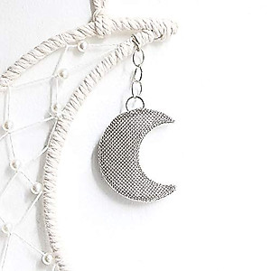 Dremisland Macrame Woven Wall Hanging Moon Dream Catcher- Boho Chic Bohemian Home Decor Wall Art Decor Beautiful Apartment Dorm Room Door Decoration (Moon)