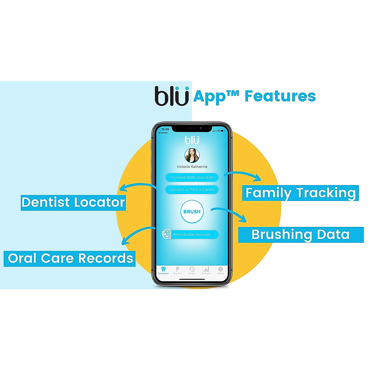 Blu Smart Bluetooth Enabled Kids Toothbrush with Live Tracking App to Teach Children Healthy Brushing Habits, Share Results with Your Dentist, Wireless Rechargeable Electric (Pink)