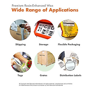 12 Rolls Wolfbarco 1.57" x 1476' (40mm x 450m) Black Premium Resin-Enhanced Wax Thermal Transfer Ribbon Compatible with Zebra,TEC, INTERMEC,Citizen,TSC,GODEX,ARGOX Printers