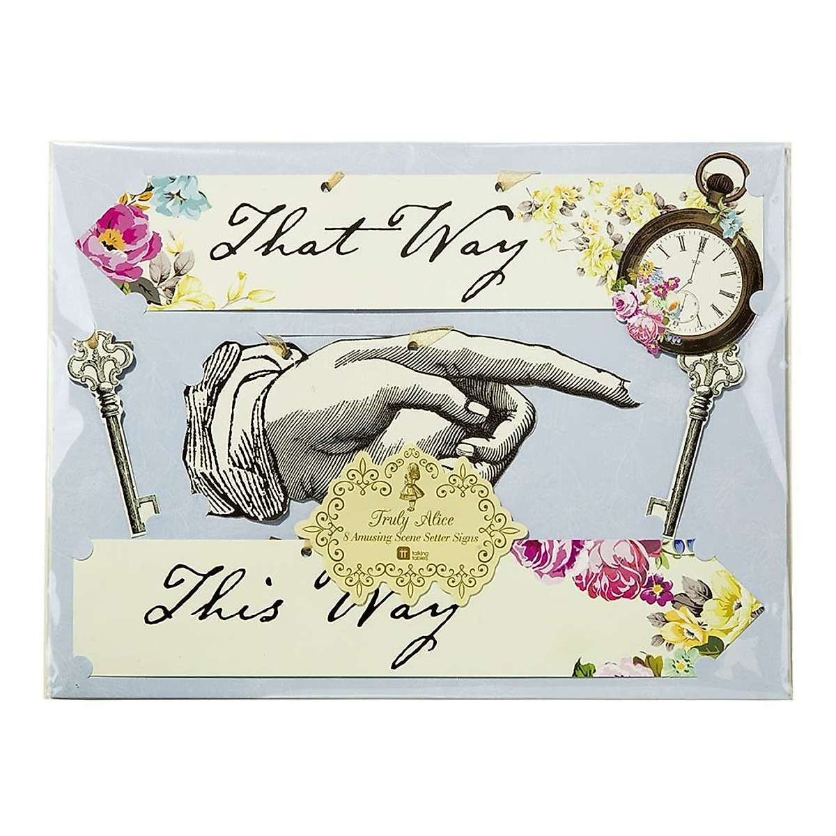 Talking Tables Truly Alice Mad Hatter Scene Setter Signs for a Tea Party or Wedding, Multicolor (8 Pack)