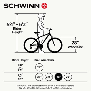 Schwinn Discover 2 Adult Hybrid Bike for Men and Women, 700c Wheels, 21-Speeds, 15-Inch Frame, Front and Rear Fenders, Rear Cargo Rack, Matte Grey
