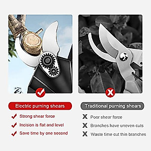HOOUP Electric Pruning Shears for gardening tree trimming,Professional Cordless Electric Pruning  with 2 PCS Rechargeable 2Ah Lithium Battery and 25mm Cutting Diameter, Tree Branch Pruner (Black)