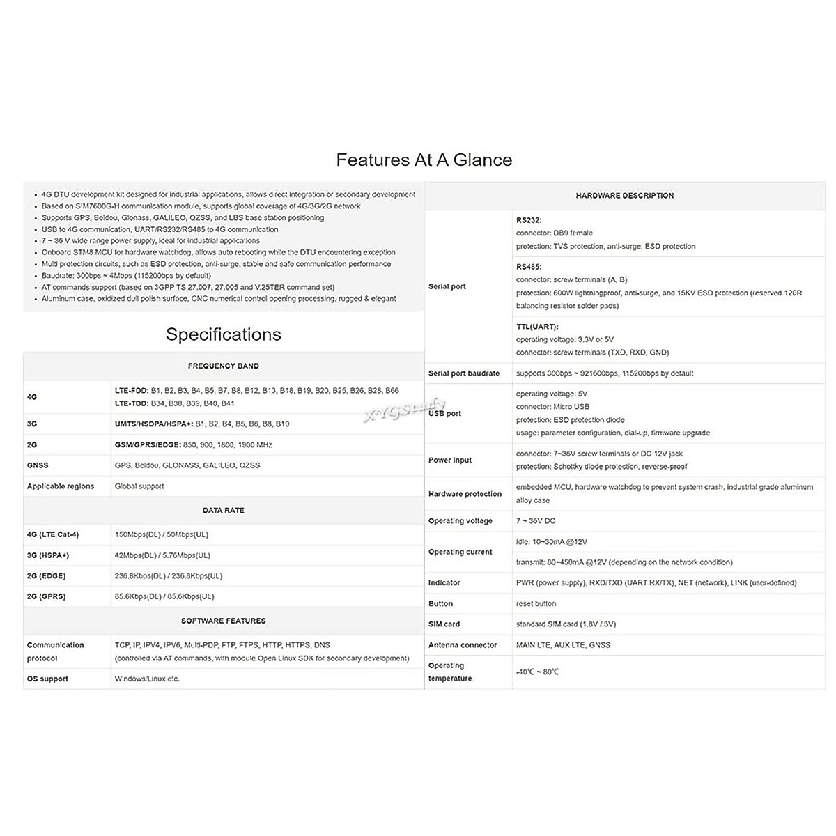 Industrial Grade SIM7600G-H 4G DTU USB UART/RS232/RS485 Multi Interfaces Communication, LTE Global Band Support @XYGStudy