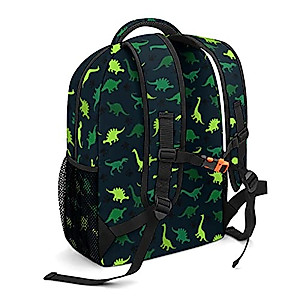 Mrokouay Custom Kid's Student Backpack Green Dinosaur Print Personalized Backpack Add Your Name Text, Customization Cute Lightweight Backpack for Boys Girls