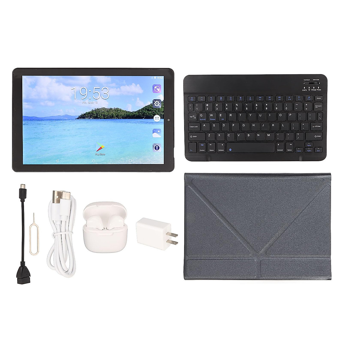 DAUERHAFT WiFi Tablet Dual Box Speakers 10.1 Inch Digital Tablet 4GB RAM 64GB ROM 8 Core 2 in 1 for Reading Games (US Plug)