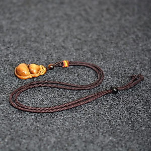 QIANXU Tigers Eye Necklace for Women Men,Genuine Gemstone Engraved Gourd Pendant,Crystal Jewelry adjustable Chain