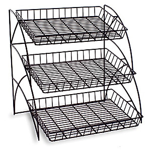 3-Tiered Wire Shelving Display Rack for Tabletop Use - Black