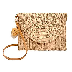 Straw Bags Handmade Crossbody Clutch Detachable Shoulder Strap Summer Beach Handbags