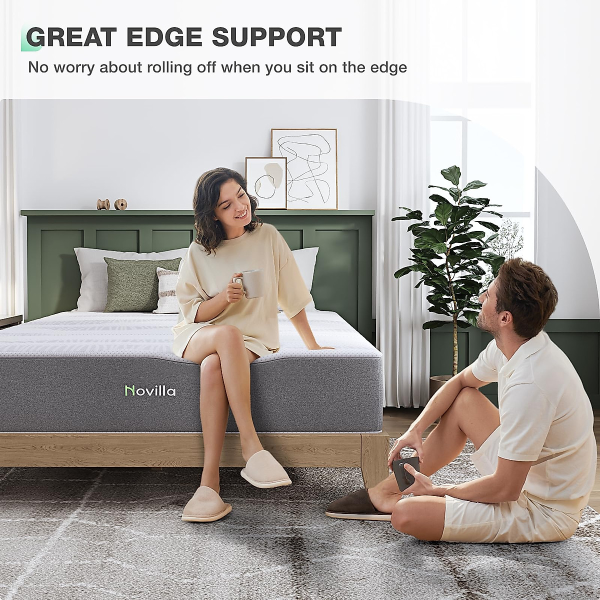 Novilla Queen Mattress, 12 Inch Gel Memory Foam Queen Size Mattress in a Box, Bamboo Charcoal Foam & Breathable Cover for Clean, Peaceful Sleep, Supportive & Pressure Relieving, CertiPUR-US Certified