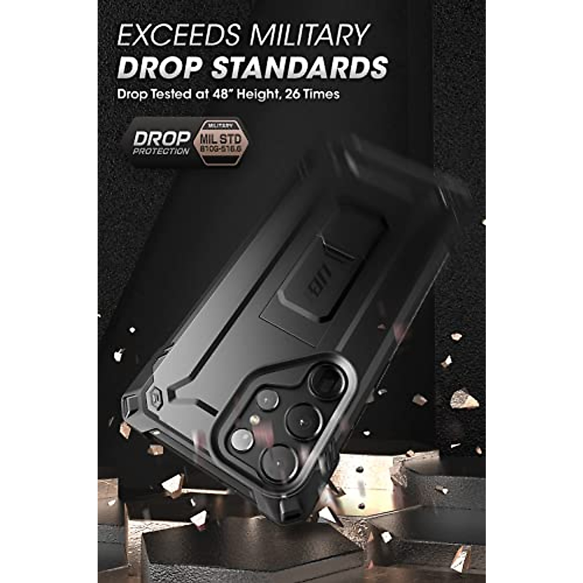 SUPCASE Unicorn Beetle Case for Samsung Galaxy S23 Ultra 5G (2023) / S22 Ultra 5G (2022), with Built-in Kickstand Slim Rugged Shockproof Protective Case (Black)