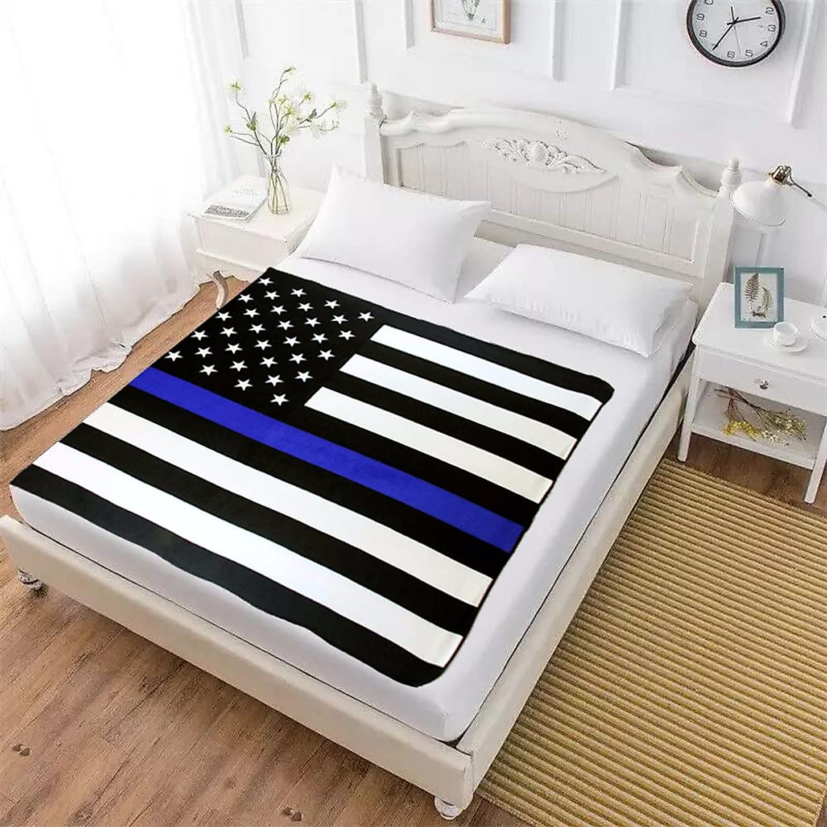 Infinity Republic - Thin Blue Line Soft Fleece Throw Blanket - 50x60 Perfect for Living Rooms, bedrooms, Kids' Rooms, Outdoors!
