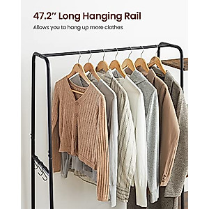 VASAGLE Clothes Rack, Clothing Rack with Shoe Shelf, 5-Tier Storage Rack, 6 Side Hooks, for Bedroom, Living Room, Rustic Brown and Black URGR116B01