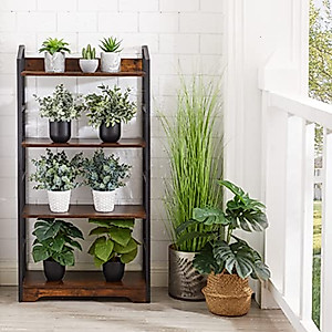 Vagusicc Industrial Display Standing Bookshelf, 4-Tier Tall Bookcase Wood Book Shelf, Modern Book Shelf Storage Organizer Steel Frame, Multipurpose Bookshelf for Living Room/Bedroom/Kitchen/Bathroom