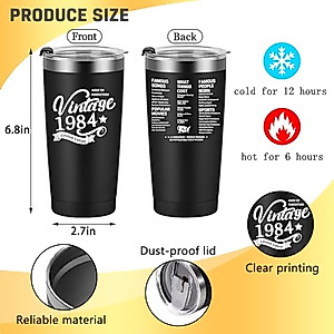 Greatingreat 1984 40th Birthday Gift for Women and Men - 40th Gifts for Parents - 40th Class Reunion - Mom Dad Wife Husband Present - 20oz Tumbler Cup Black