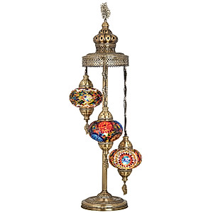 DEMMEX 2020 Customizable Turkish Moroccan Mosaic Tiffany Floor Table Lamp 3 Big Globes
