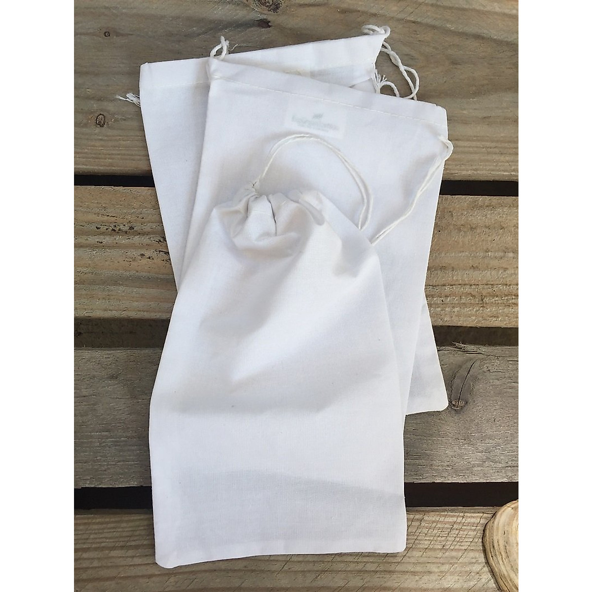 REUSABLE ECO FRIENDLY COTTON SINGLE DRAWSTRING MUSLIN BAGS 3"x5" NATURAL COLOR- 50 count pack
