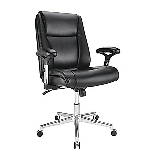 Realspace® Densey Bonded Leather Mid-Back Manager's Chair, Black/Silver