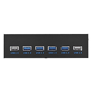 ASHATA USB Front Panel,19 pin to 6 Interface (4 * USB3.0 + 2 * USB2.0) Metal Front Panel USB Hub,High Speed USB 3.0 Front Panel USB 3.0 Hub,Plug and Play