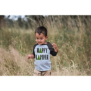 7 ate 9 Apparel Unisex Happy Camper Outdoors Raglan Tee 12 Months Grey