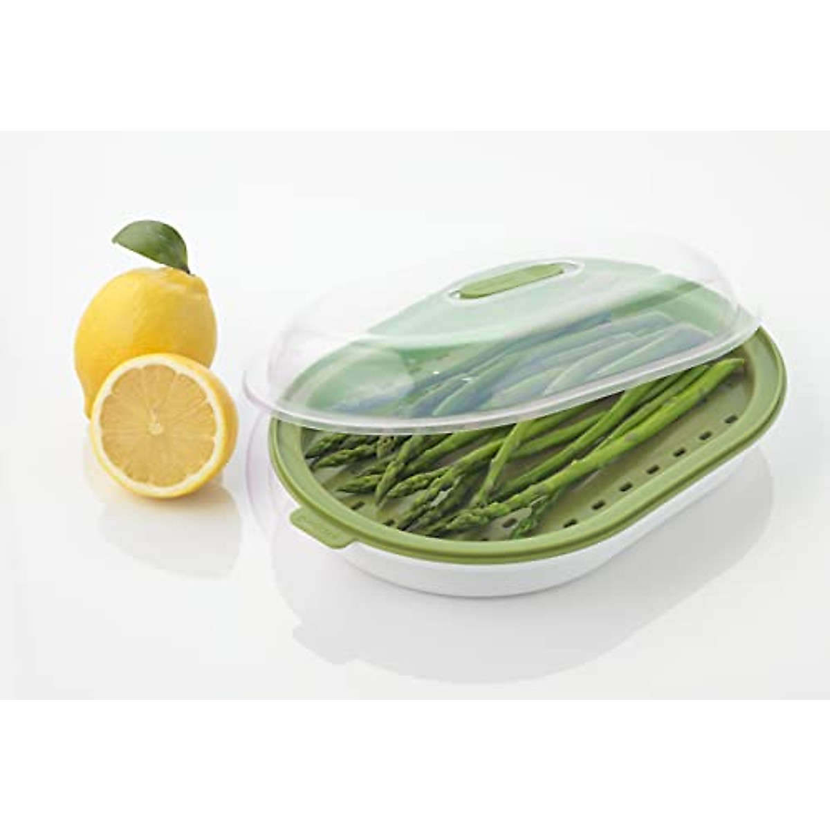 GoodCook BPA-Free Plastic Microwave Vegetable and Fish Steamer, Green