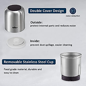 Bear Coffee Grinder, Spice Grinder, 300W Powerful Electric Herb Grinder with 200g Removable Cup for Spices, Pollen, Herb,and Coffee Beans, with Cleaning Brush