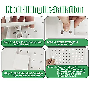 4 Pieces Pegboard Wall Mount Display Pegboards Wall Panel Kits DIY Pegboard Tool Organizer with Accessories for Garage Kitchen Living Room Bathroom Office