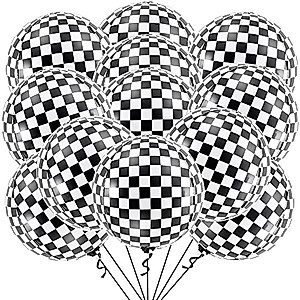 KatchOn, Metallic Pink Balloons - Pack of 24 | Pink Foil Balloons, Checkered Flag Balloons | Black and White Checkered Balloons for Pink Birthday Party Decorations and Race Car Birthday Party Supplies