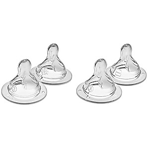 MAM Bottle Nipples Fast Flow Nipple Level 3 & Extra Fast Flow Nipple Level 4 (Set of 4), for 4+ and 6+ Months, SkinSoft Silicone Nipples for Baby Bottles, Fits All MAM Bottles