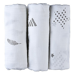 Kinsard Muslin Swaddle Blankets, 100% Cotton Soft and Breathable Swaddling Receiving Blanket, Great For Gift Giving And Baby Shower, Large Baby Swaddles For Easy Wrap, 47 x 47 Inches, (Grey)