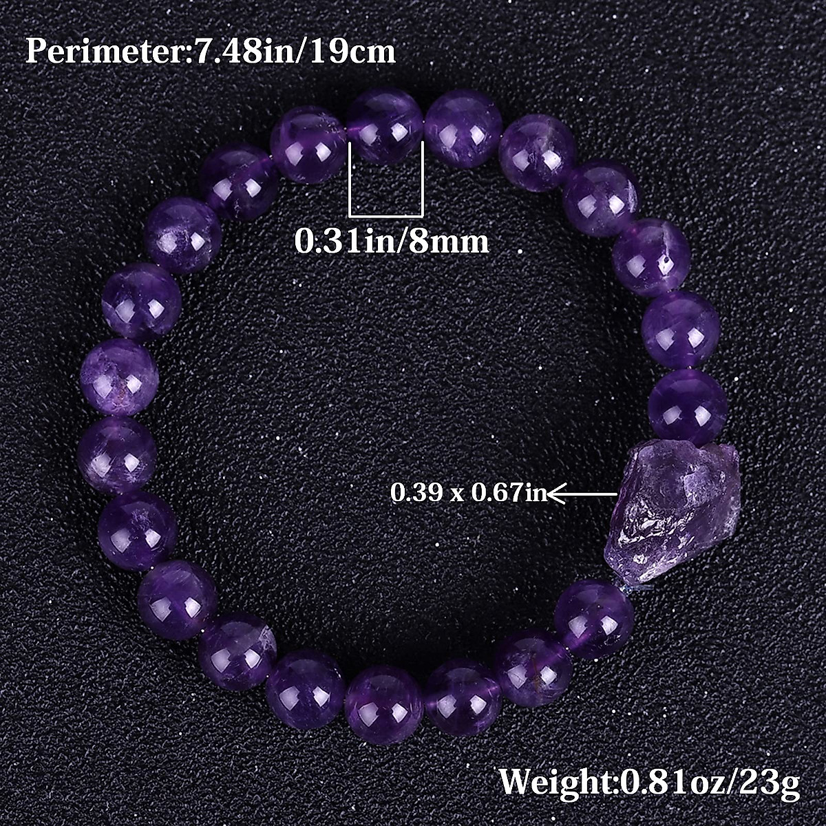 QVVWOPQ 8MM Amethyst Crystal Tiger Eye Stretch Bracelet with Irregular Stone 7.48 In Healing Gemstone Charm Bracelets Chakra Energy Charm Handmade Bracelets for Men Womens